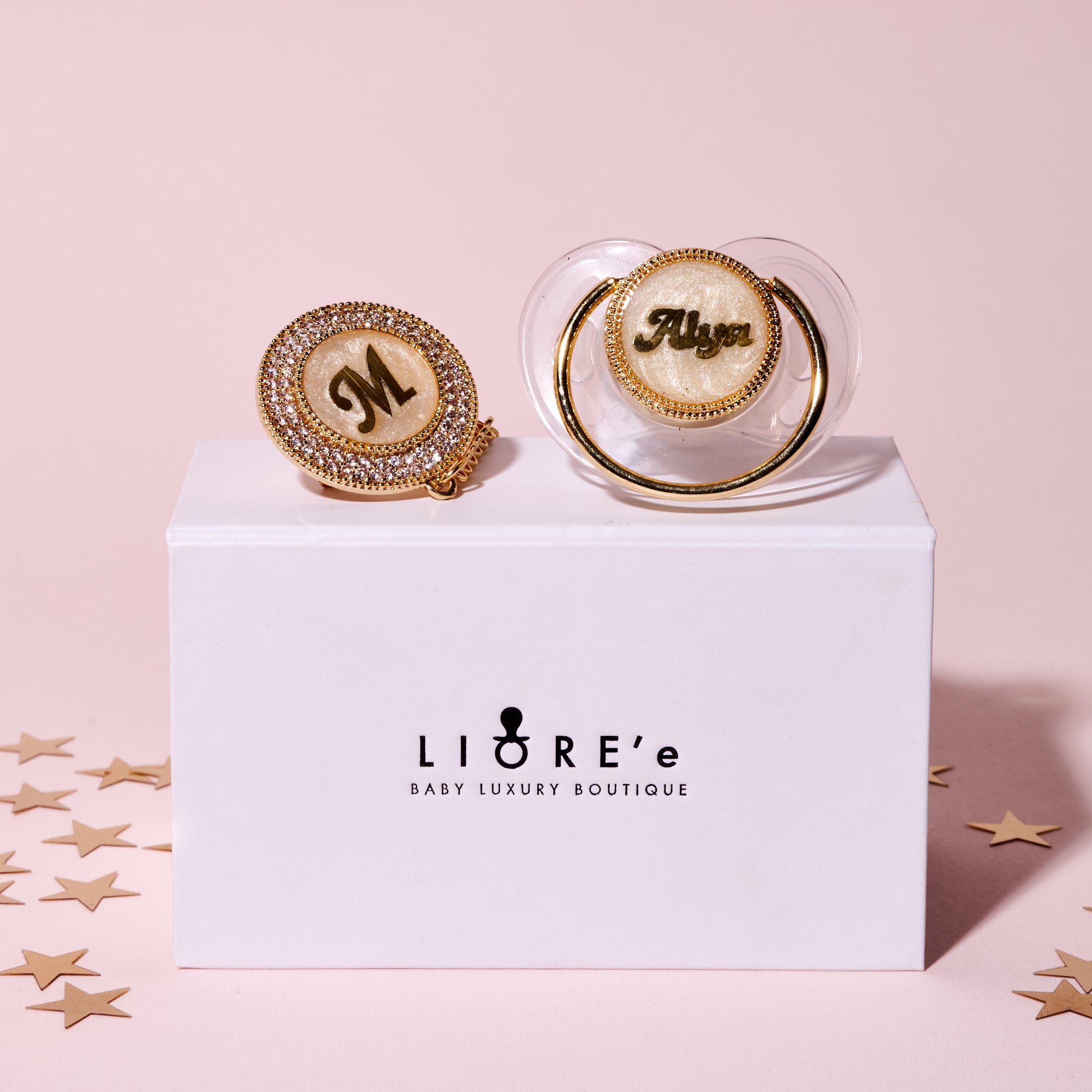 Personalized Baby Name Pacifier & Initial Clip Set