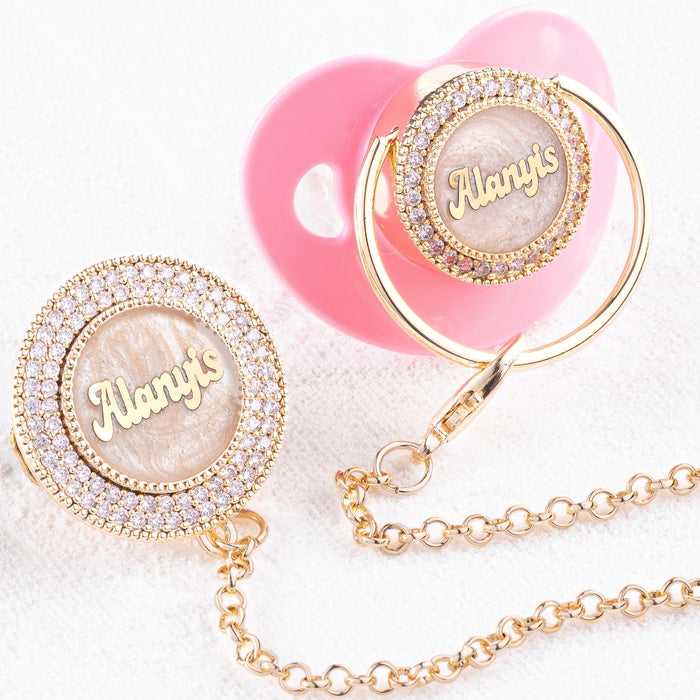 Luxury Baby Name Pacifier & Clip Set