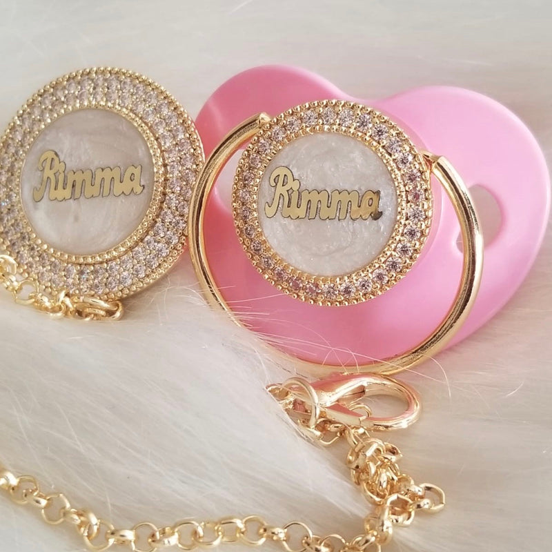 Luxury Baby Name Pacifier & Clip Set